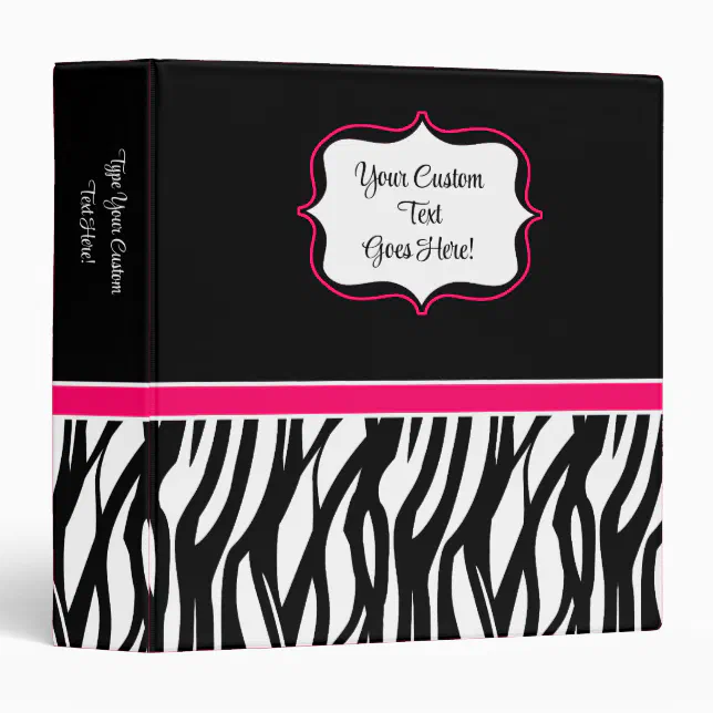 Funky Pink Zebra Binder | Zazzle