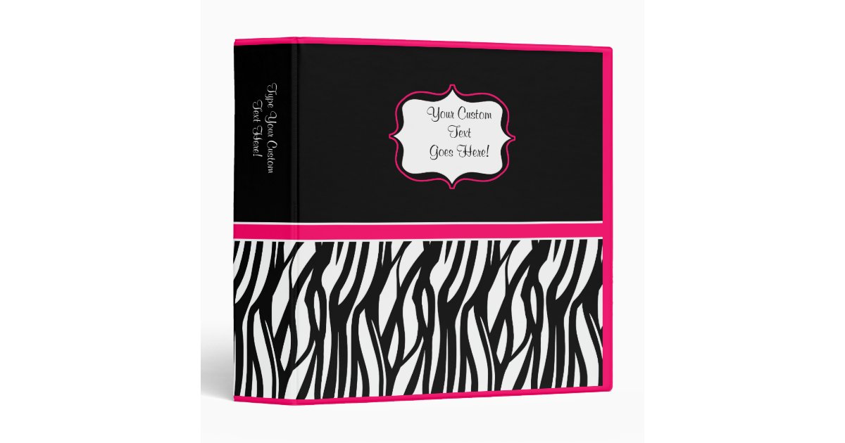 Funky Pink Zebra Binder | Zazzle