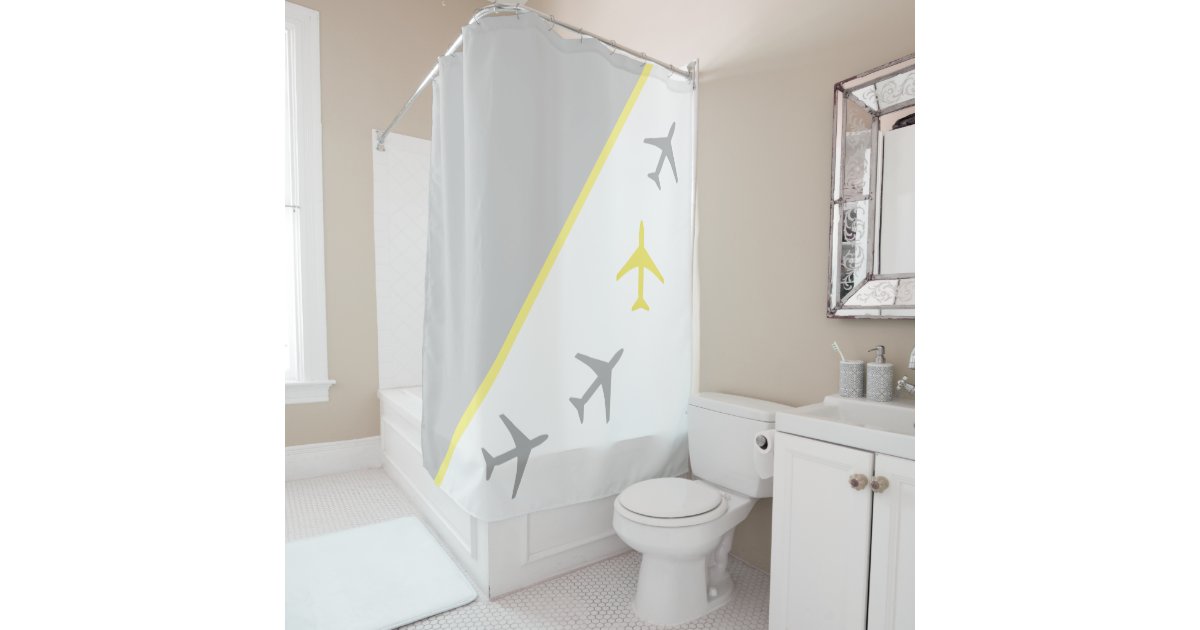 Funky Plane Airplane Pilot Aviation Flying Shower Curtain | Zazzle
