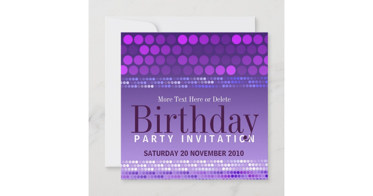 Funky Purple Pink Party Birthday Invitation | Zazzle