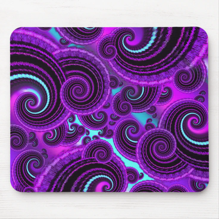 Funky Purple Swirl Fractal Art Pattern Mouse Pad | Zazzle