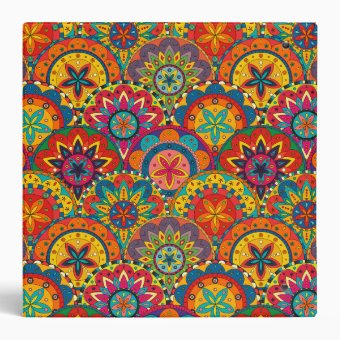 Funky Retro Colorful Mandala Pattern Binder | Zazzle