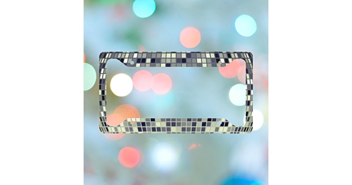 Funky Retro Design - Vintage Disco Ball Pattern License Plate Frame ...