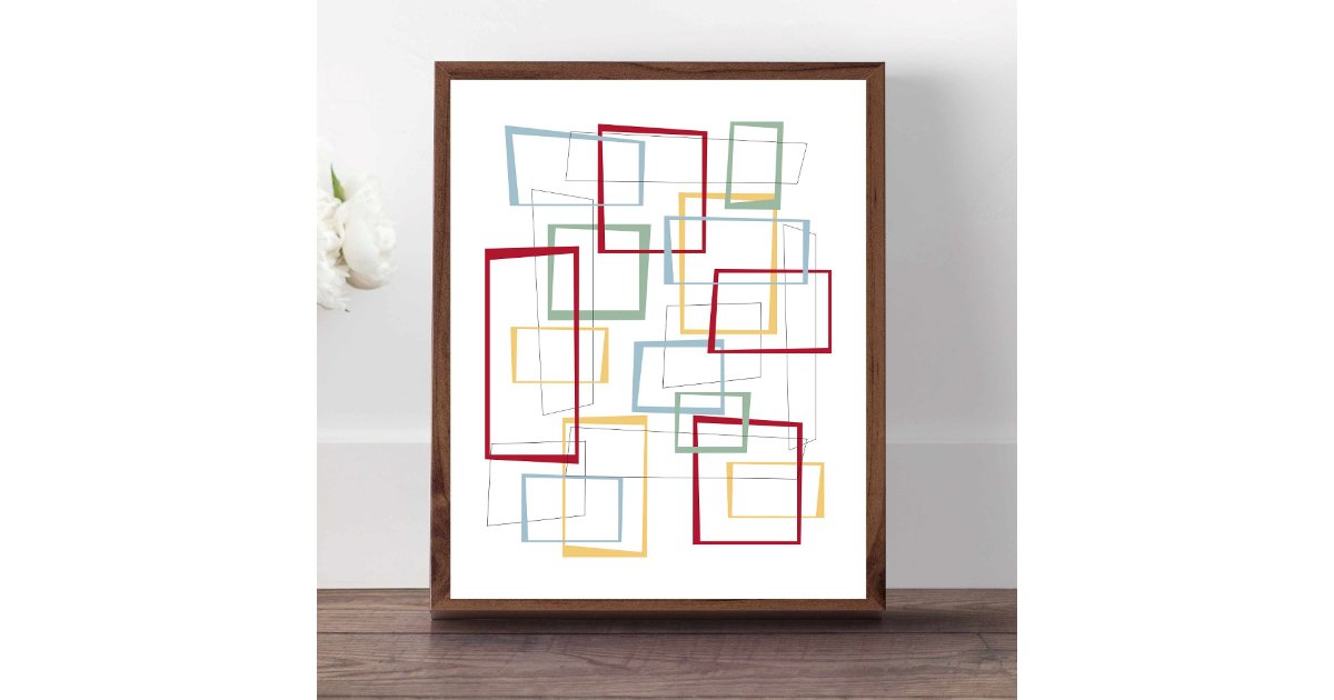 Funky Retro Mid-century Squares Poster | Zazzle