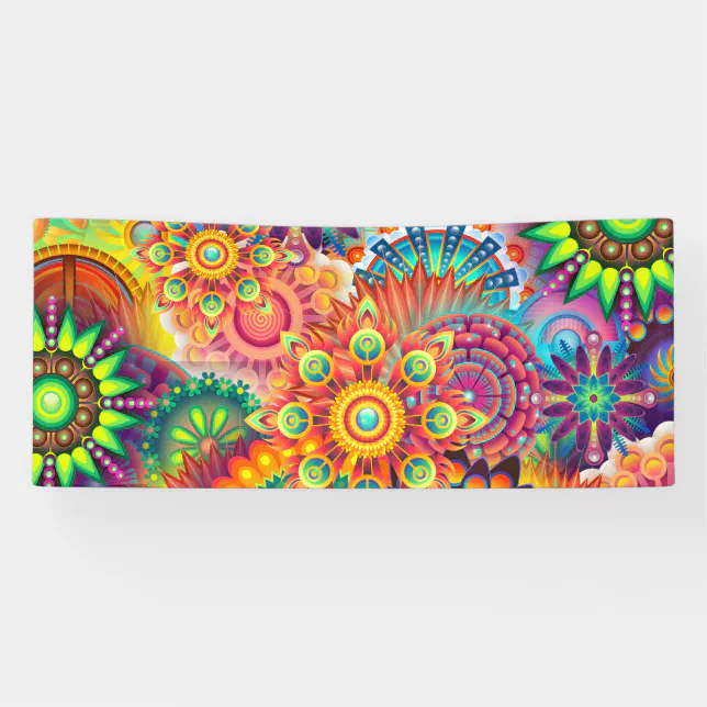 Funky Retro Pattern Abstract Bohemian Banner | Zazzle