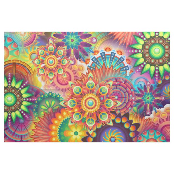 Funky Retro Pattern Abstract Bohemian Fabric | Zazzle