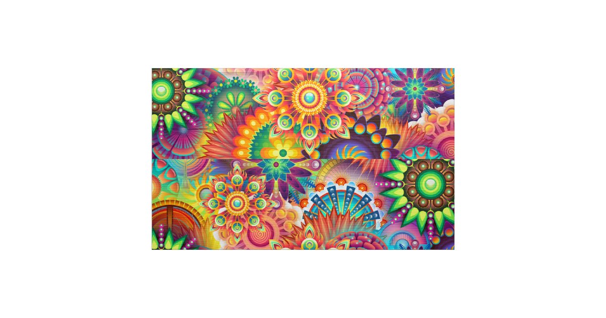 Funky Retro Pattern Abstract Bohemian Fabric | Zazzle