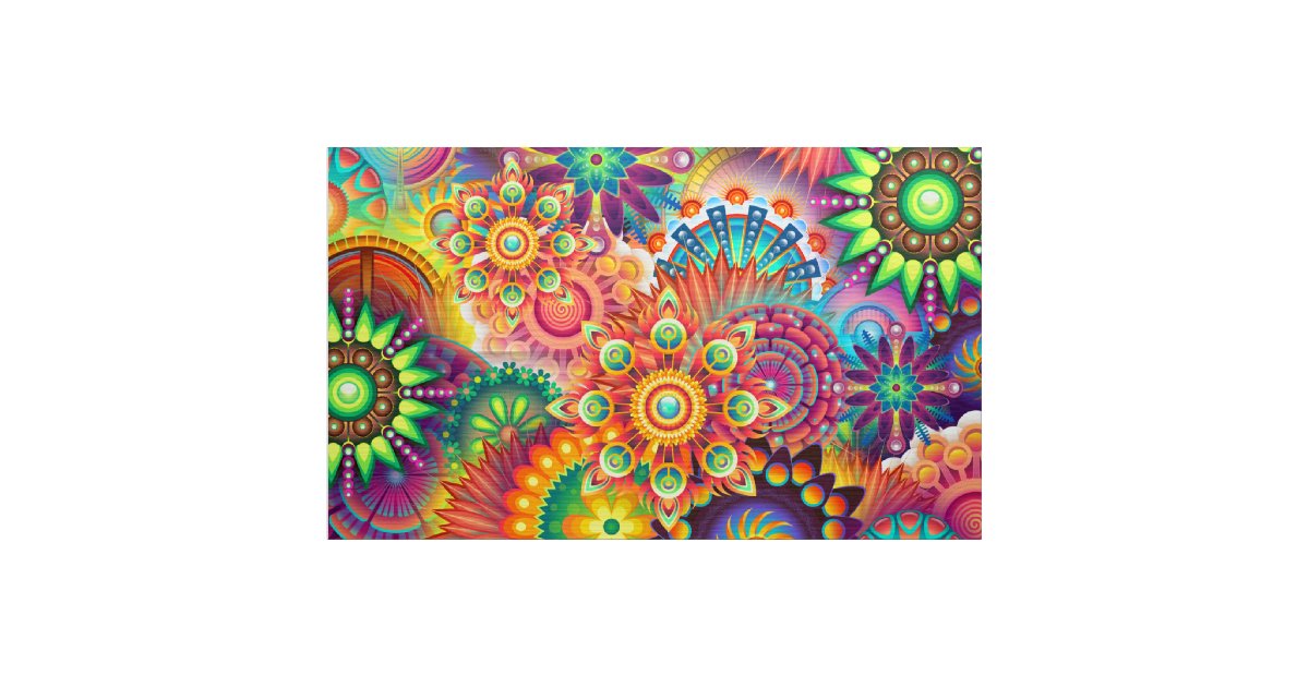 Funky Retro Pattern Abstract Bohemian Fabric | Zazzle