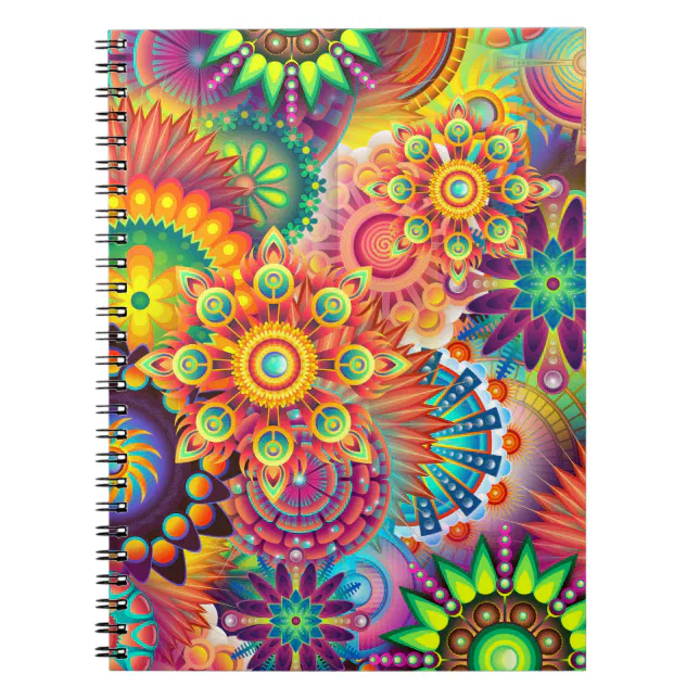 Funky Retro Pattern Abstract Bohemian Notebook | Zazzle