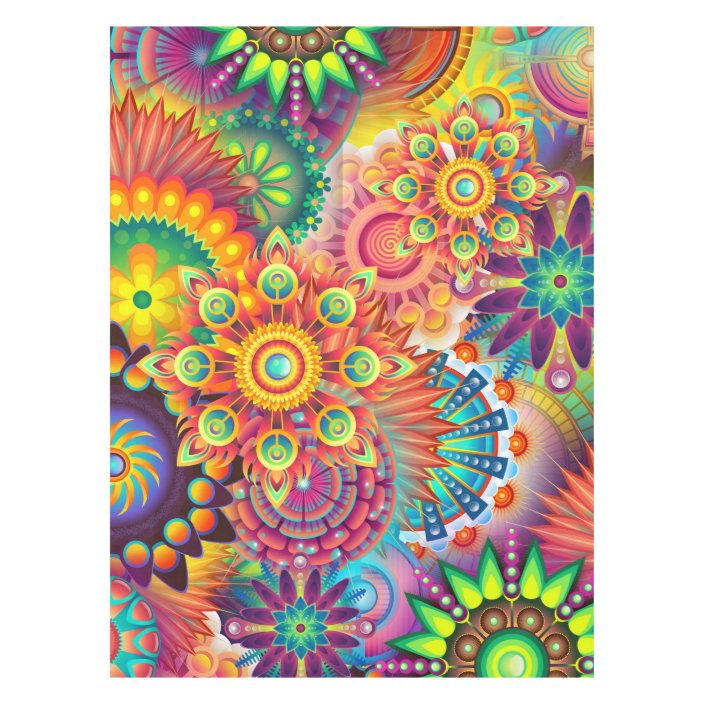 Funky Retro Pattern Abstract Bohemian Tablecloth | Zazzle.com