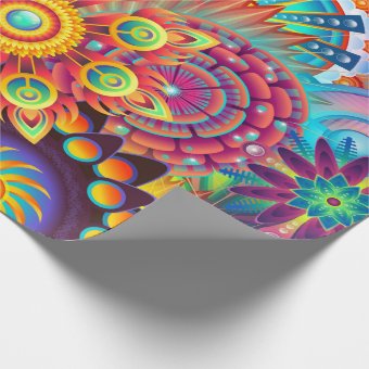 Funky Retro Pattern Abstract Bohemian Wrapping Paper | Zazzle