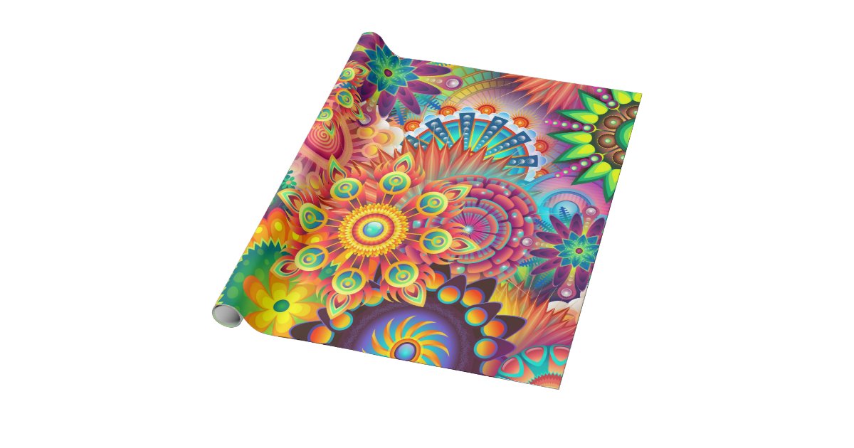 Funky Retro Pattern Abstract Boho Wrapping Paper | Zazzle.com