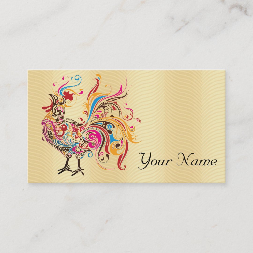 Funky Rooster Business Card | Zazzle
