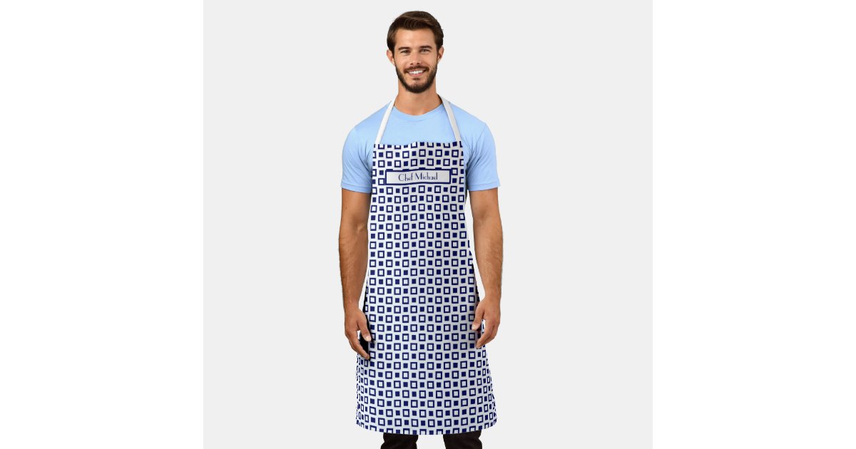 Funky Squares Pattern DIY Colors Navy White SV Apron | Zazzle