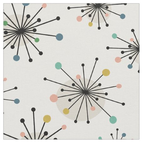 Mid-Century Modern Atomic Age Cream Pattern Fabric | Zazzle