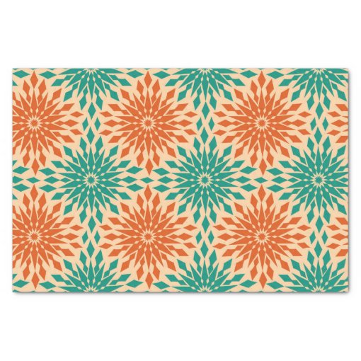 Funky Starburt Teal & Orange Design Tissue Paper | Zazzle