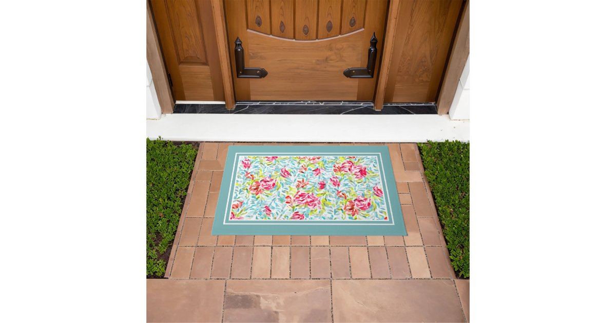 Funky Summer Colors Paint Splatter Art Pattern Doormat | Zazzle