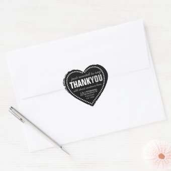 Funky Thank You Abstract Black+White Heart Sticker | Zazzle