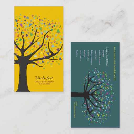 Funky Tree Business Card Art Graphic designer | Zazzle