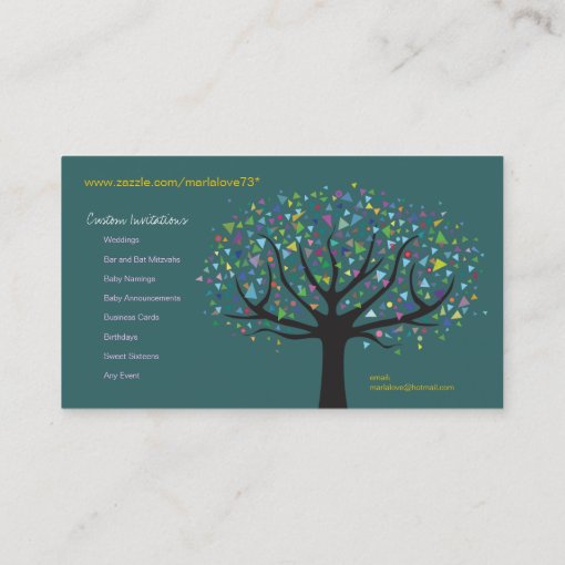 Funky Tree Business Card Art Graphic designer | Zazzle