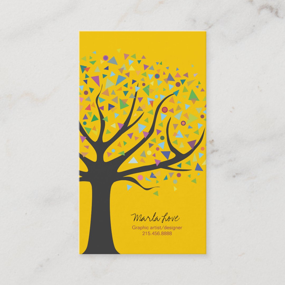 Funky Tree Business Card Art Graphic designer | Zazzle