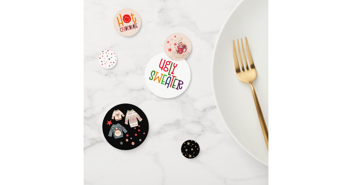 Funky Typography Ugly Sweater Hot Chocolate Confetti | Zazzle