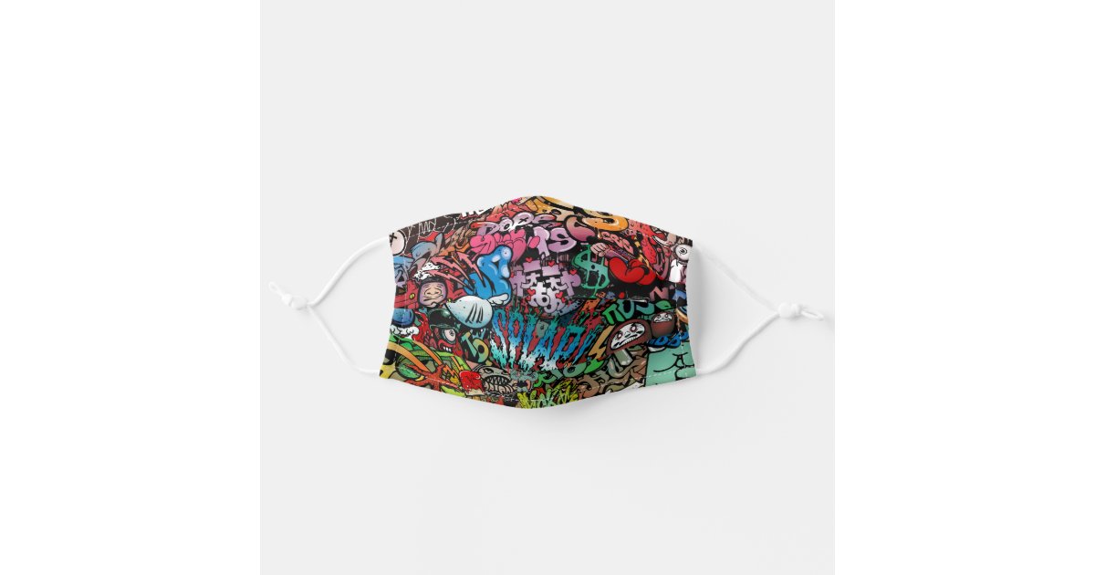 Funky urban graffiti adult cloth face mask | Zazzle