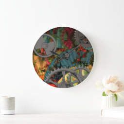 Funky Victorian Pewter Steampunk Large Clock | Zazzle