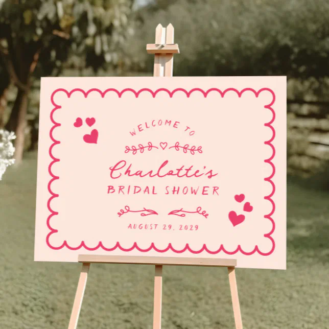 Funky Wave Illustrated Bridal Shower Welcome Sign | Zazzle