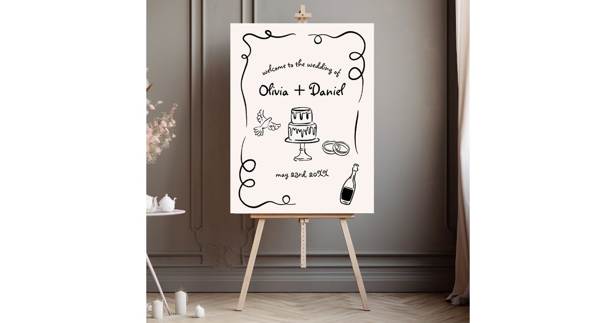 Funky Whimsical Hand Lettered Illustrated Sign | Zazzle