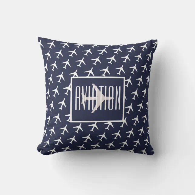 Funky White Plane Airplane Pilot Aviation Cushion | Zazzle