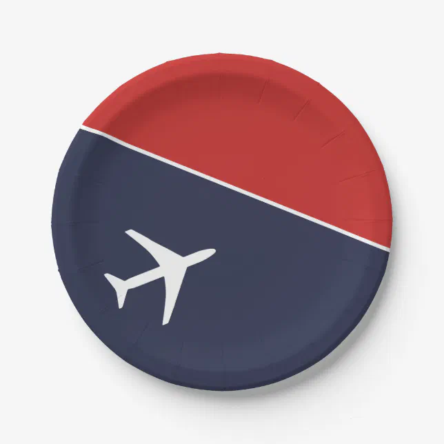 Funky White Plane Airplane Pilot Aviation Paper Plates | Zazzle