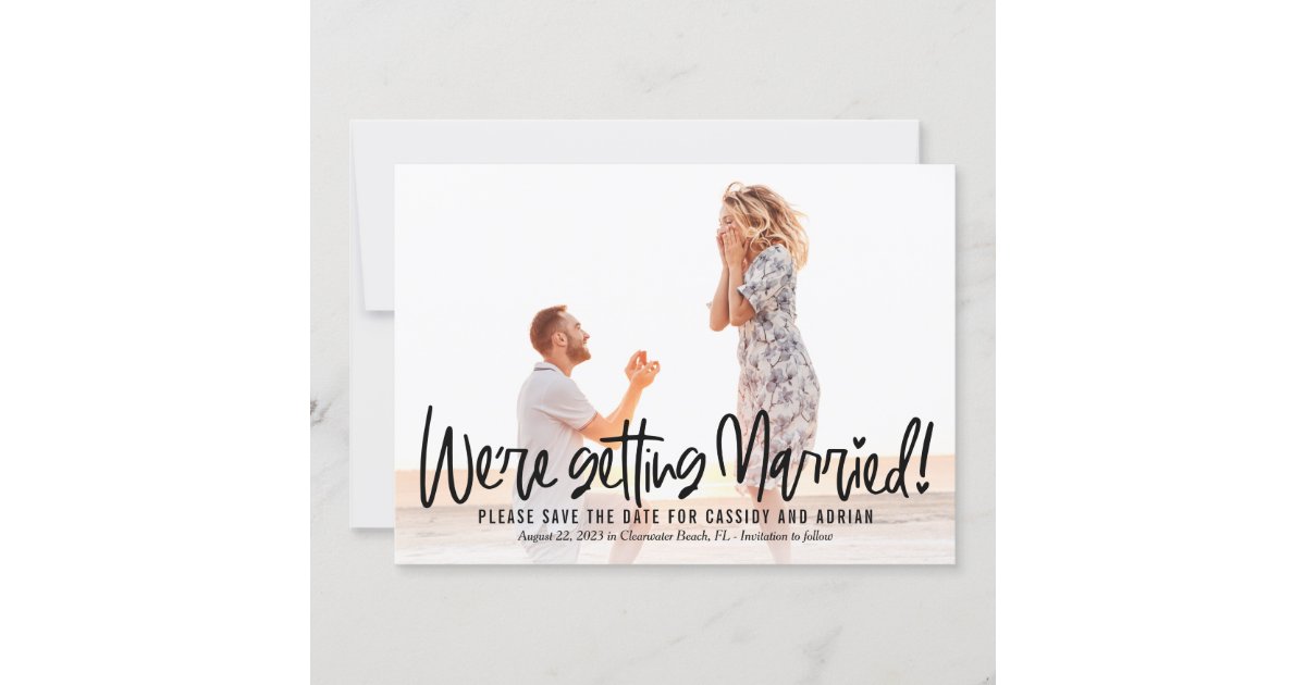 Funky Writing Editable Color Save The Date Card | Zazzle