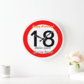Funny 18th Birthday Joke 18 Road Sign Speed Limit Large Clock | Zazzle