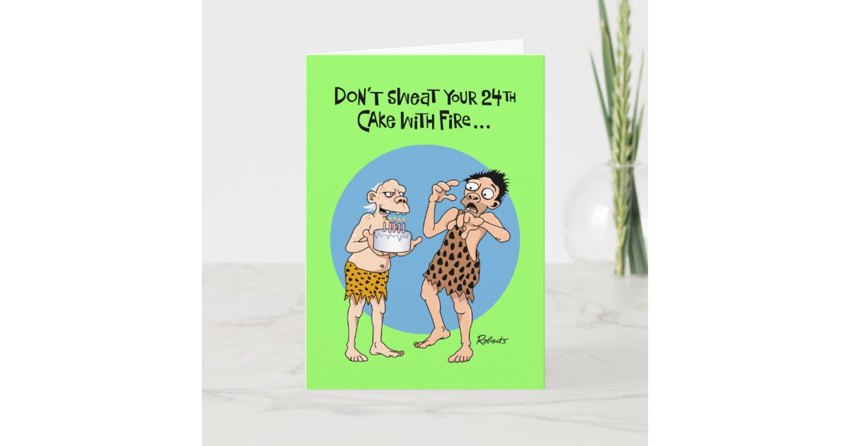 Funny 24th Birthday Cartoon Card | Zazzle