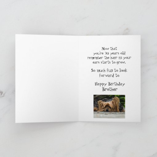 Funny 30th Birthday Brother Cute Dog Animal Card | Zazzle