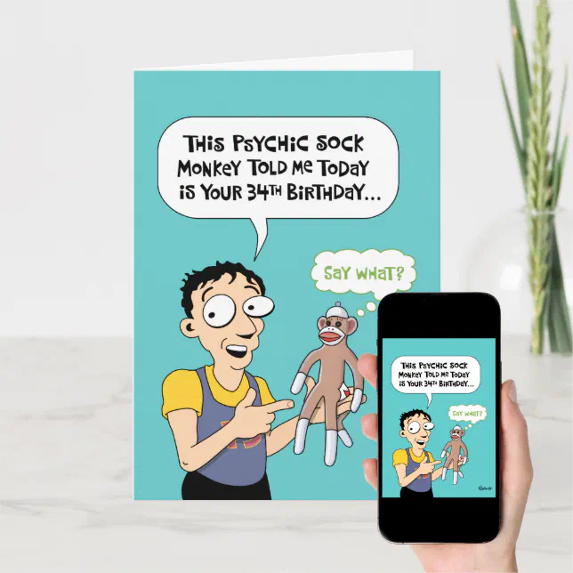 Funny 34th Birthday Card | Zazzle