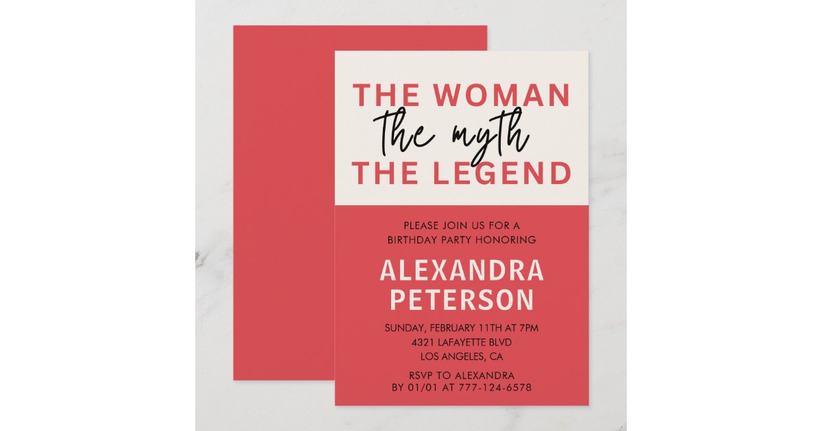 Funny 47th birthday invitations Humor Woman Myth | Zazzle