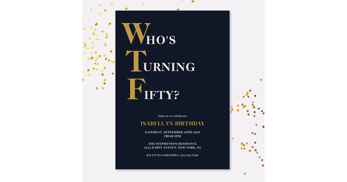 Funny 50th Birthday WTF Humorous Invitation | Zazzle