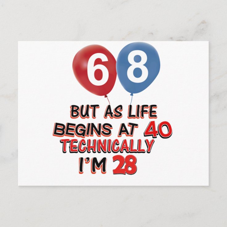 funny 68th birthday designs postcard | Zazzle