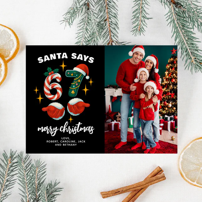 Funny 6-7 Meme 67 Christmas Photo Holiday Card | Zazzle