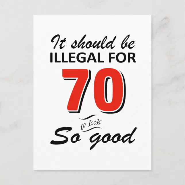 Funny 70th year old birthday designs postcard | Zazzle