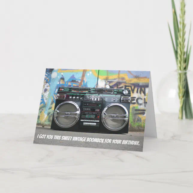 Funny 80s Retro Boombox Birthday Card | Zazzle