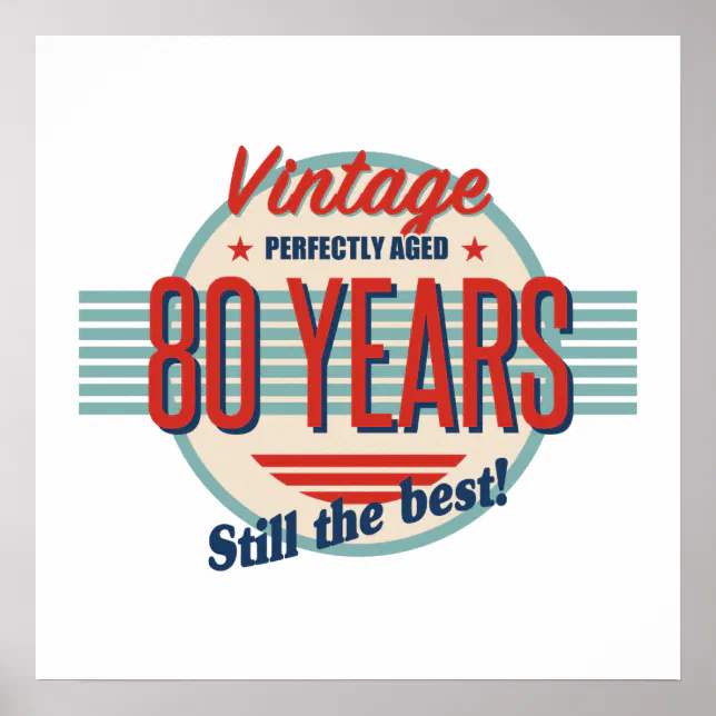 Funny 80th Birthday Old Fashioned Poster | Zazzle