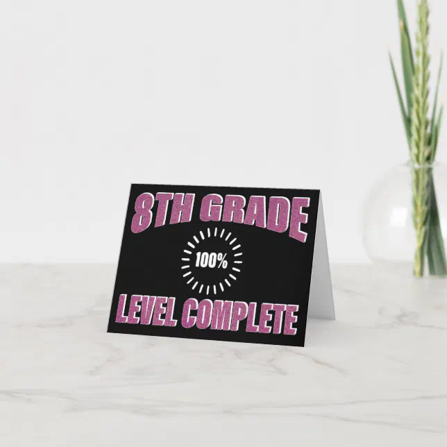 Funny 8th Grade Pink Girly Glitter Graduation Card | Zazzle