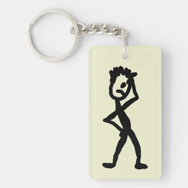 Funny Absent-Minded Stick Figure Keychain | Zazzle