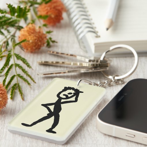 Funny Absent-Minded Stick Figure Keychain | Zazzle