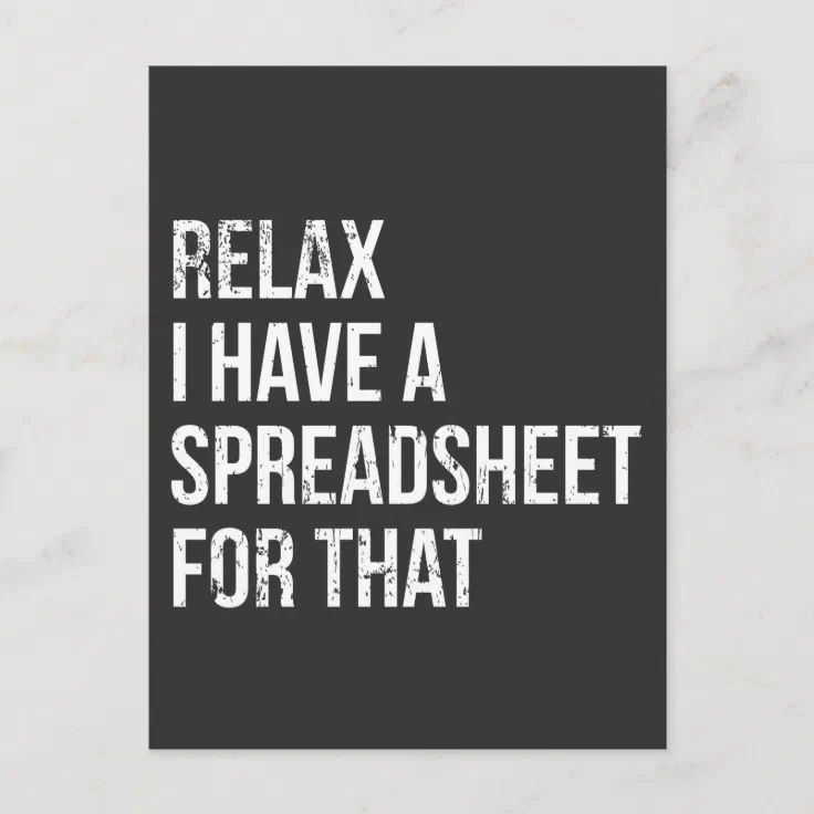 Funny Accountant Spreadsheet Joke Accounting Postcard | Zazzle