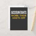 Funny Accountant work Asset Accounting Humor Postcard | Zazzle