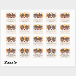 Funny Acorn Couple Favor Square Sticker | Zazzle